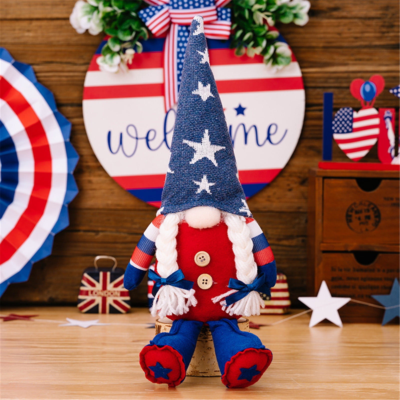 Independence Day Doll American Day Star And Striped Hat Rudolph Dwarf Faceless Old Man ...