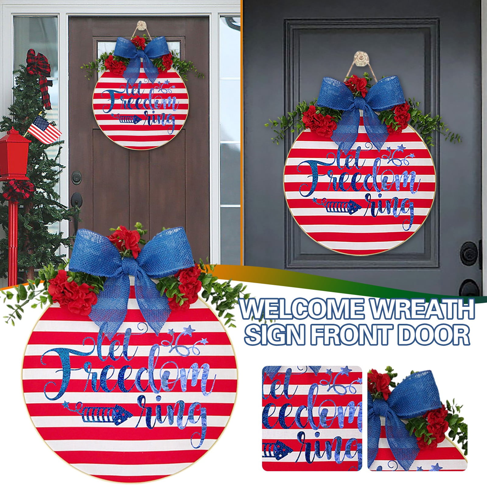 Independence Day Door Decor Patriotic 30cm Hanging Signs 2025 Americana ...