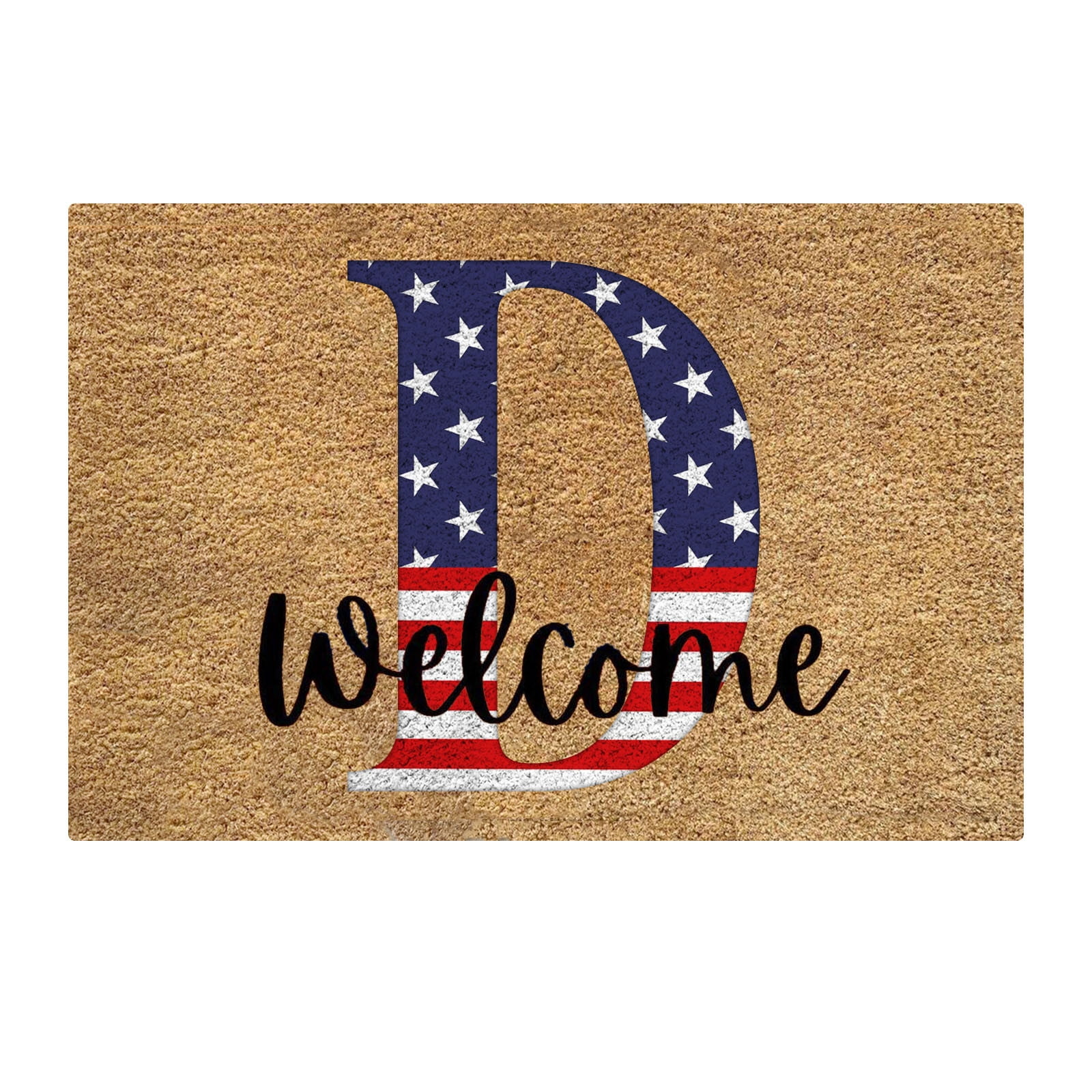 Independence Day Door Mat Initials A-Z Welcome Door Mats 16"x24 ...