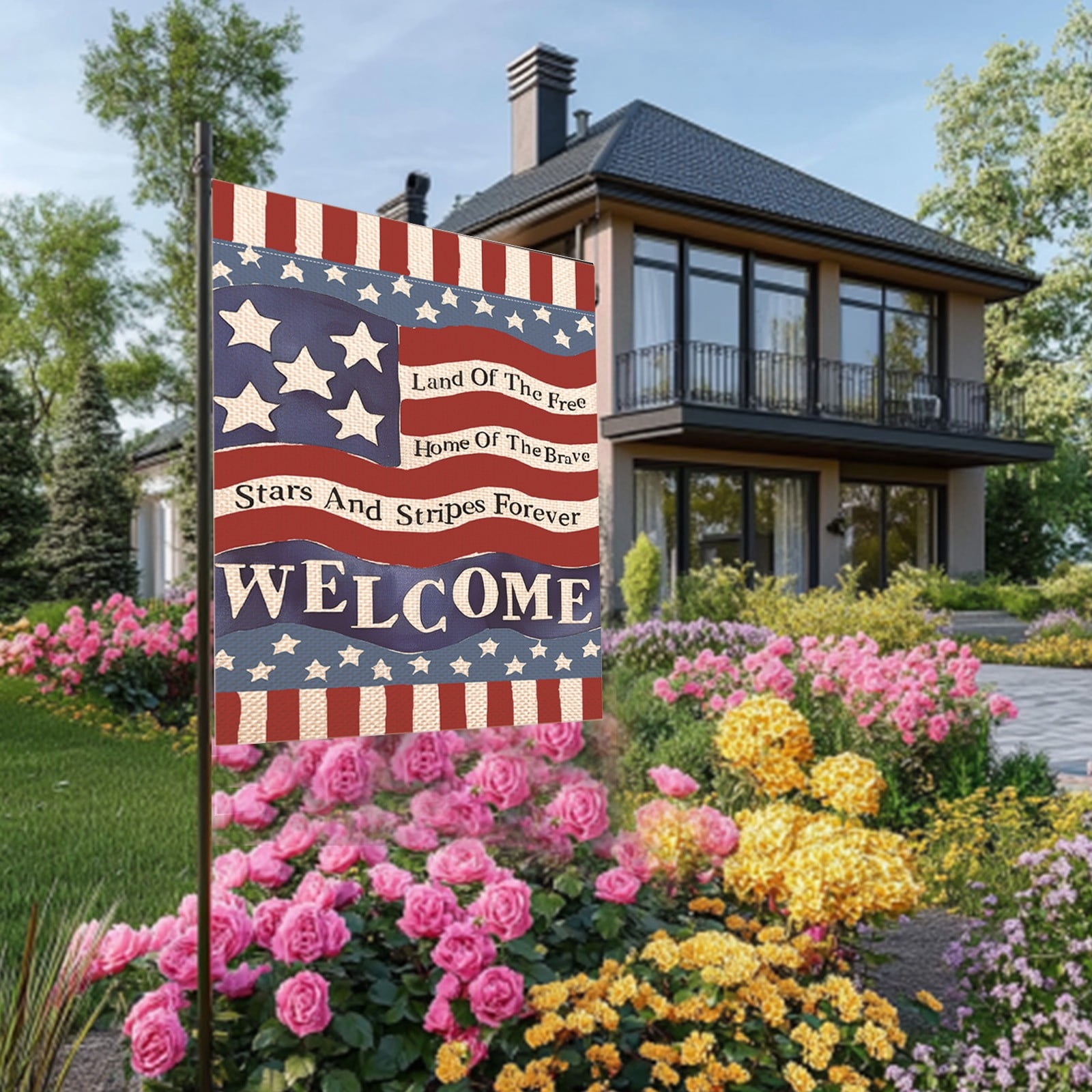 Independence Day Double-Sided Garden Flag, Americans Flag Outdoor ...