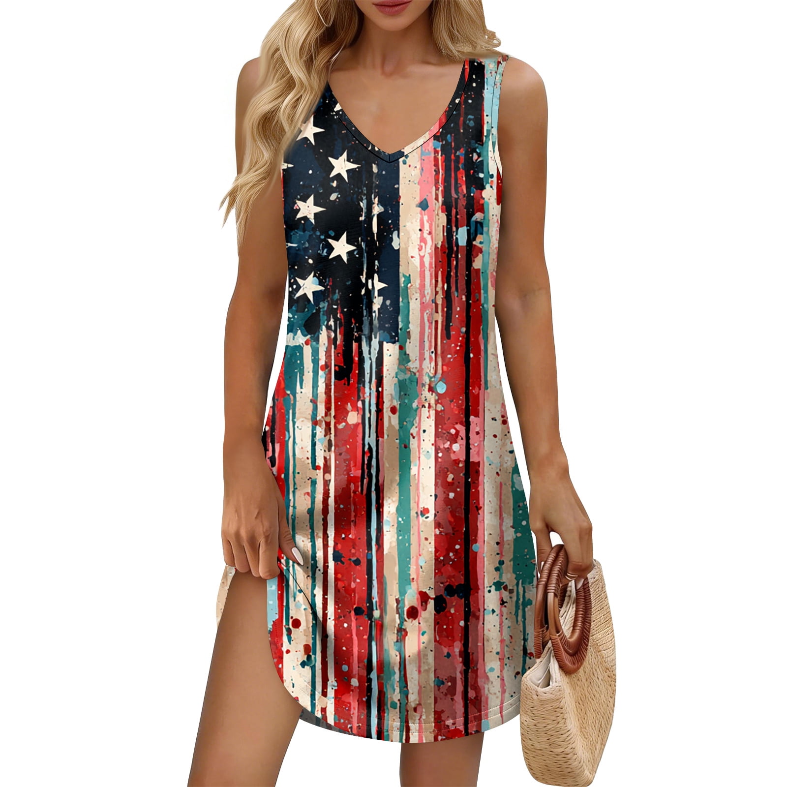 Independence Day Dress Women 1776-2026 250 Anniversary USA Flag Print V ...