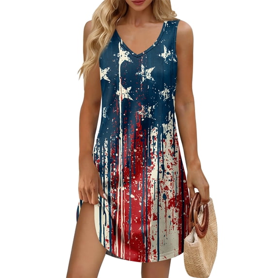 Independence Day Dress Women 1776-2026 250 Anniversary USA Flag Print V ...