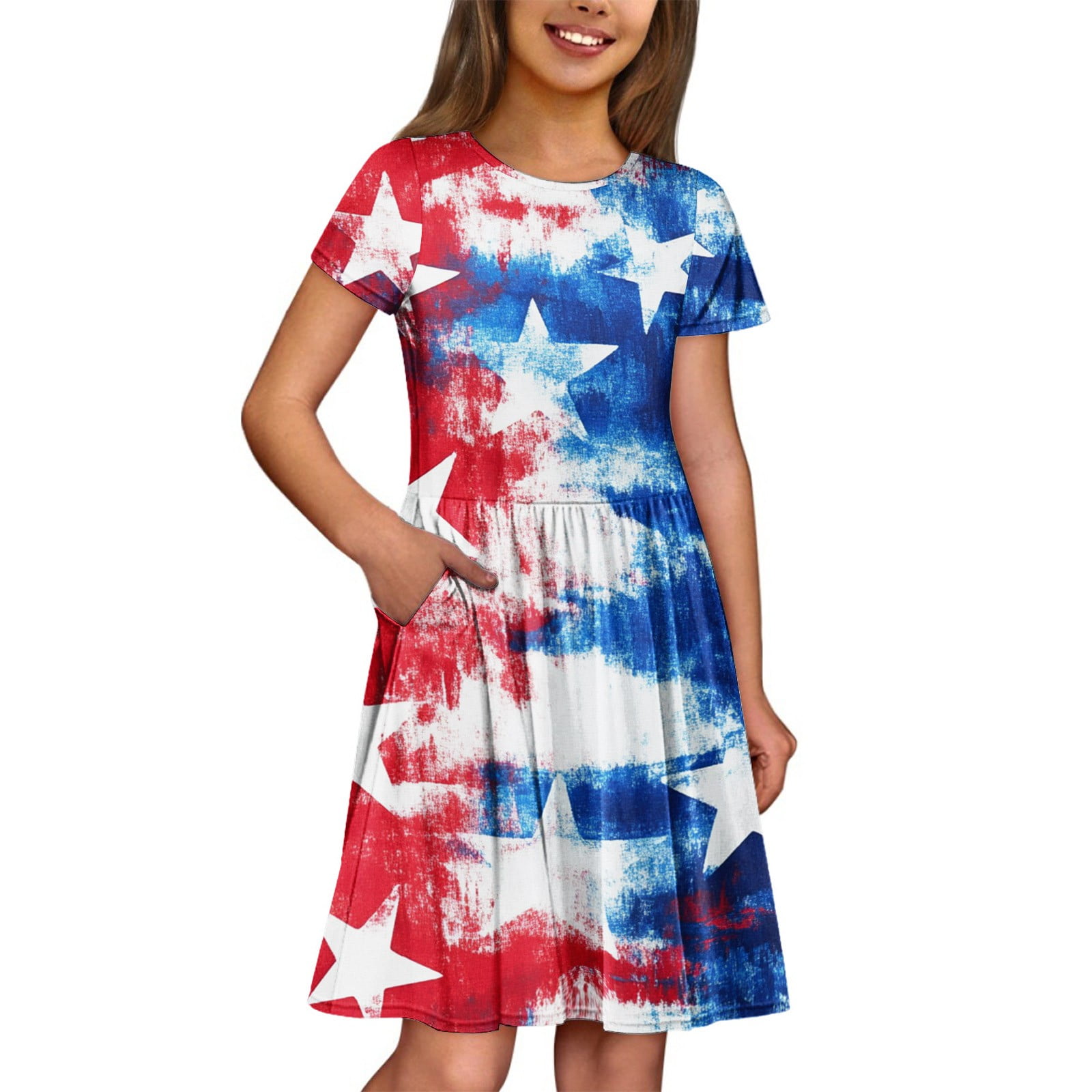 Independence Day Dresses for Girls USA T-Shirt Dress Size 9-10 Crew ...