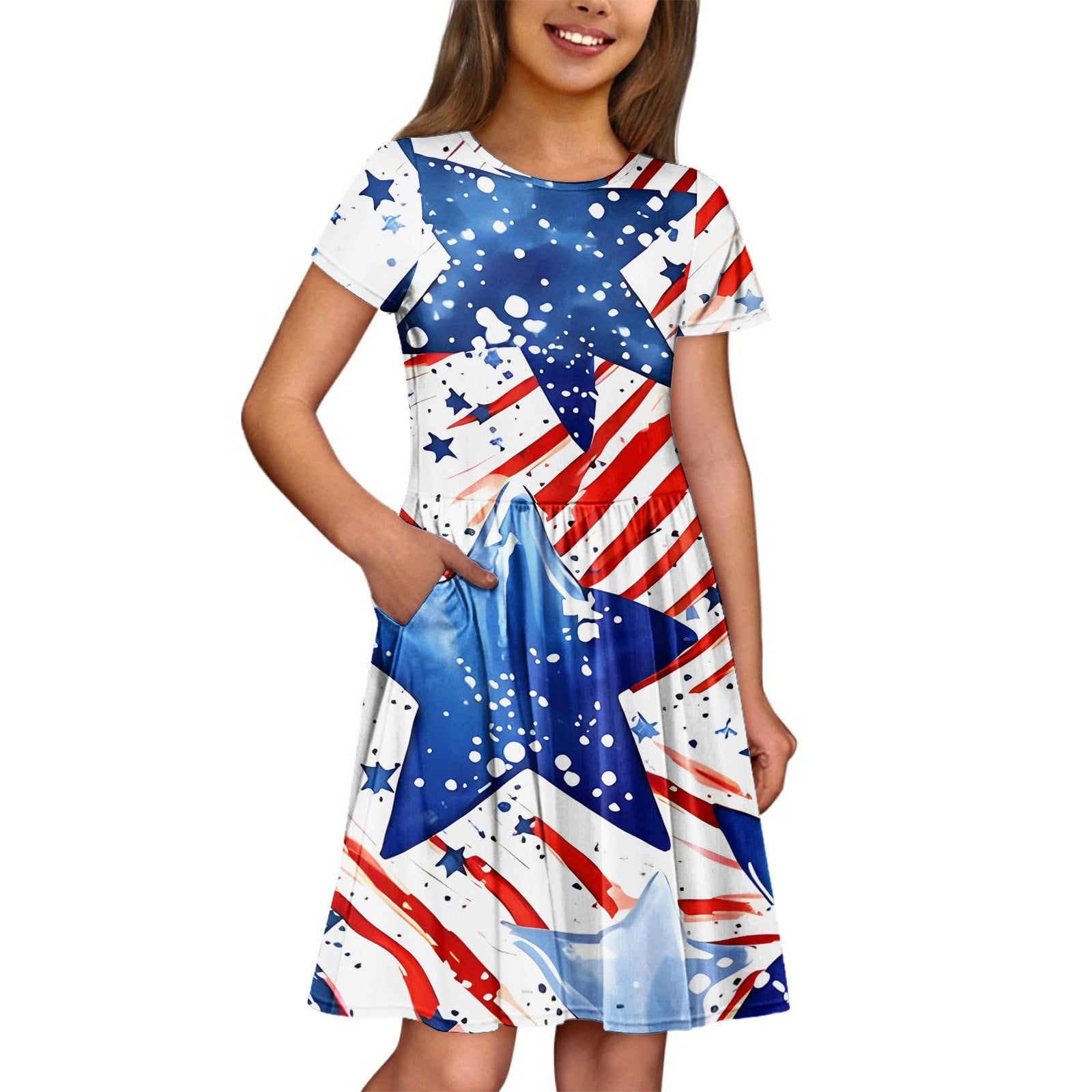 Independence Day Dresses for Girls USA T-Shirt Dress Size 13-14 Crew ...
