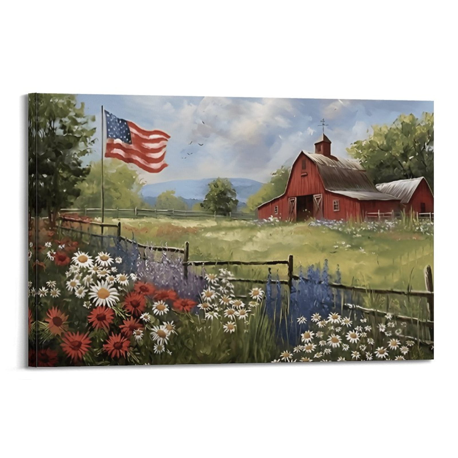Independence Day Easter Themed Canvas Poster Wrapped Wooden Frame Wall ...