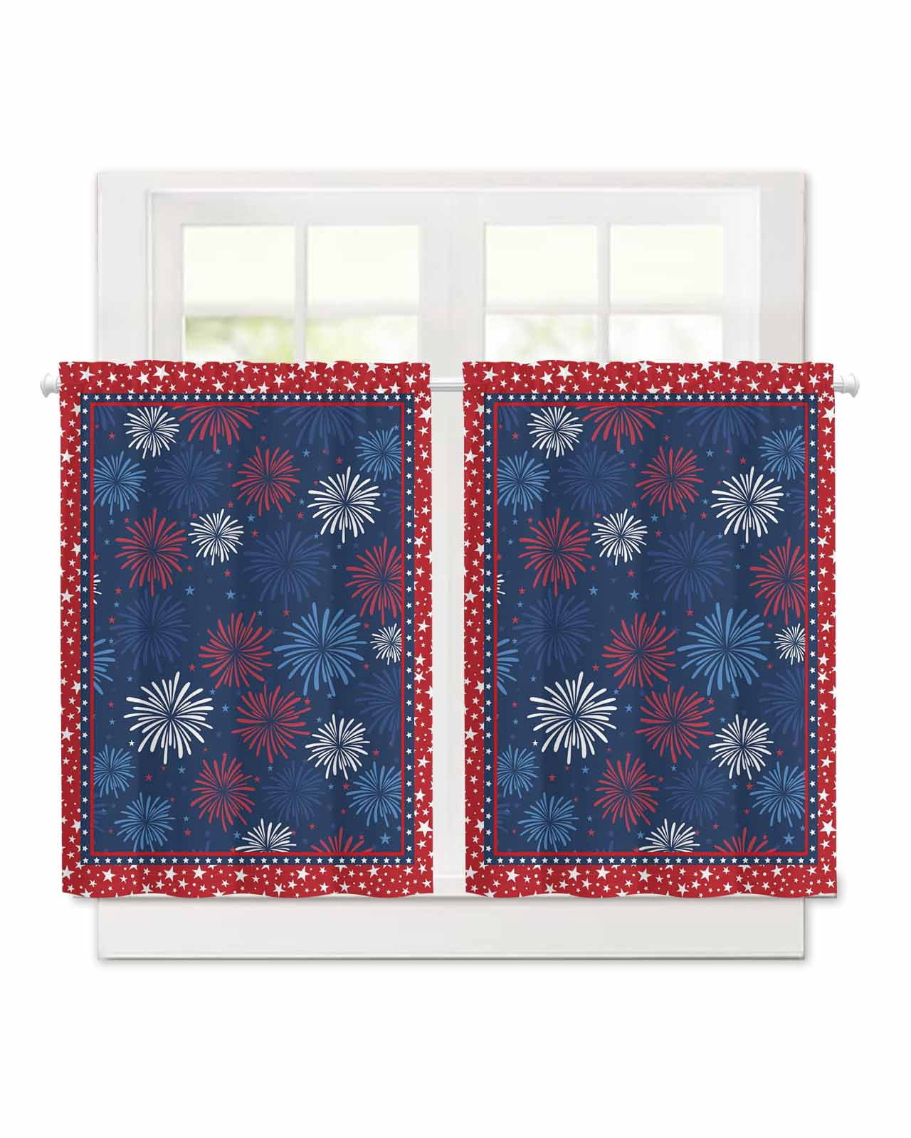 Independence Day Firework Short Blackout Curtains 24 Inch Long Modern ...