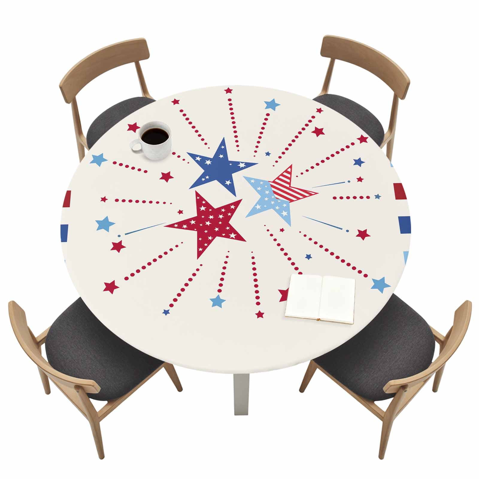 Independence Day Fitted Tablecloth with Elastic Edged, Round Table ...