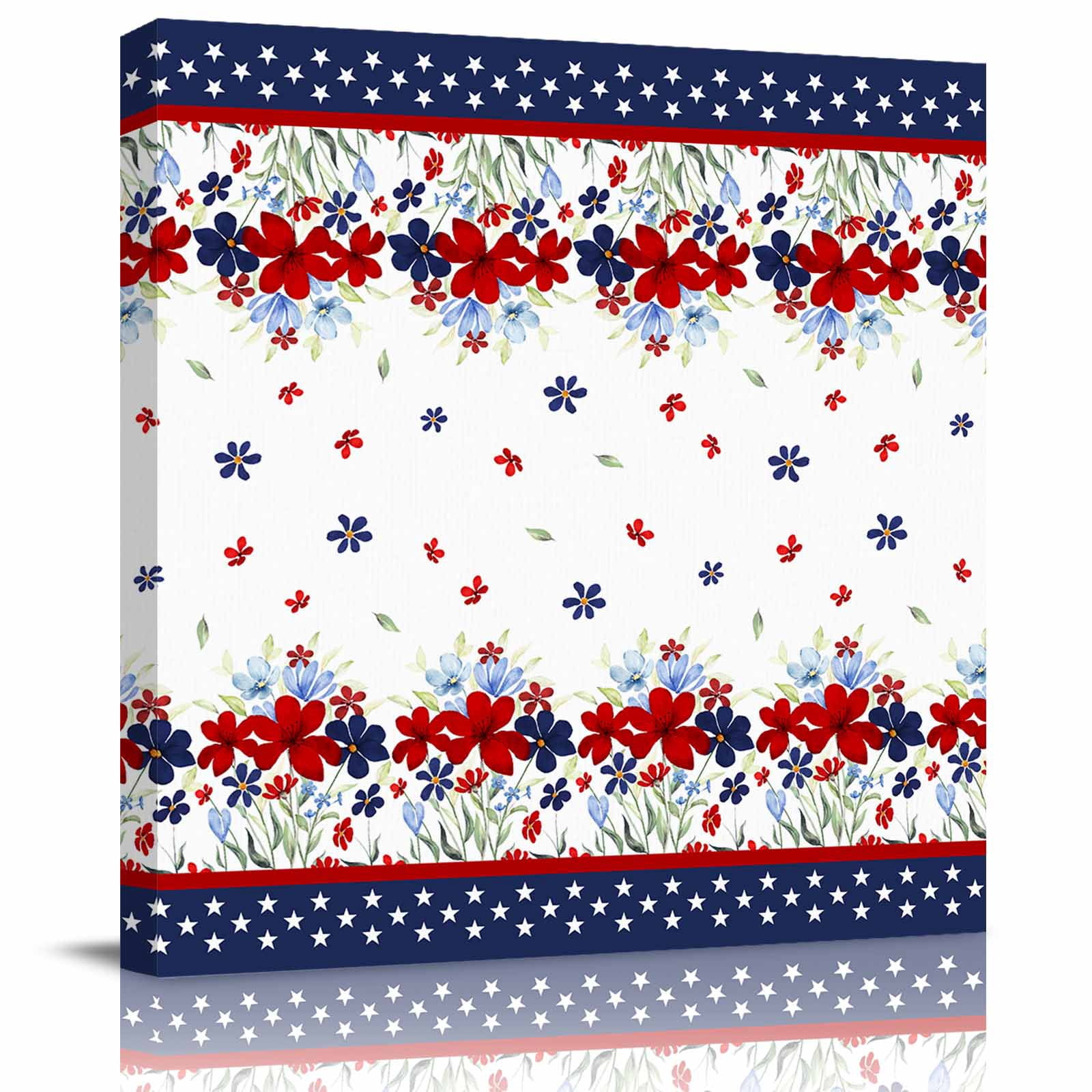 Independence Day Floral Canvas Print Wall Art Painting, Modern Wall ...