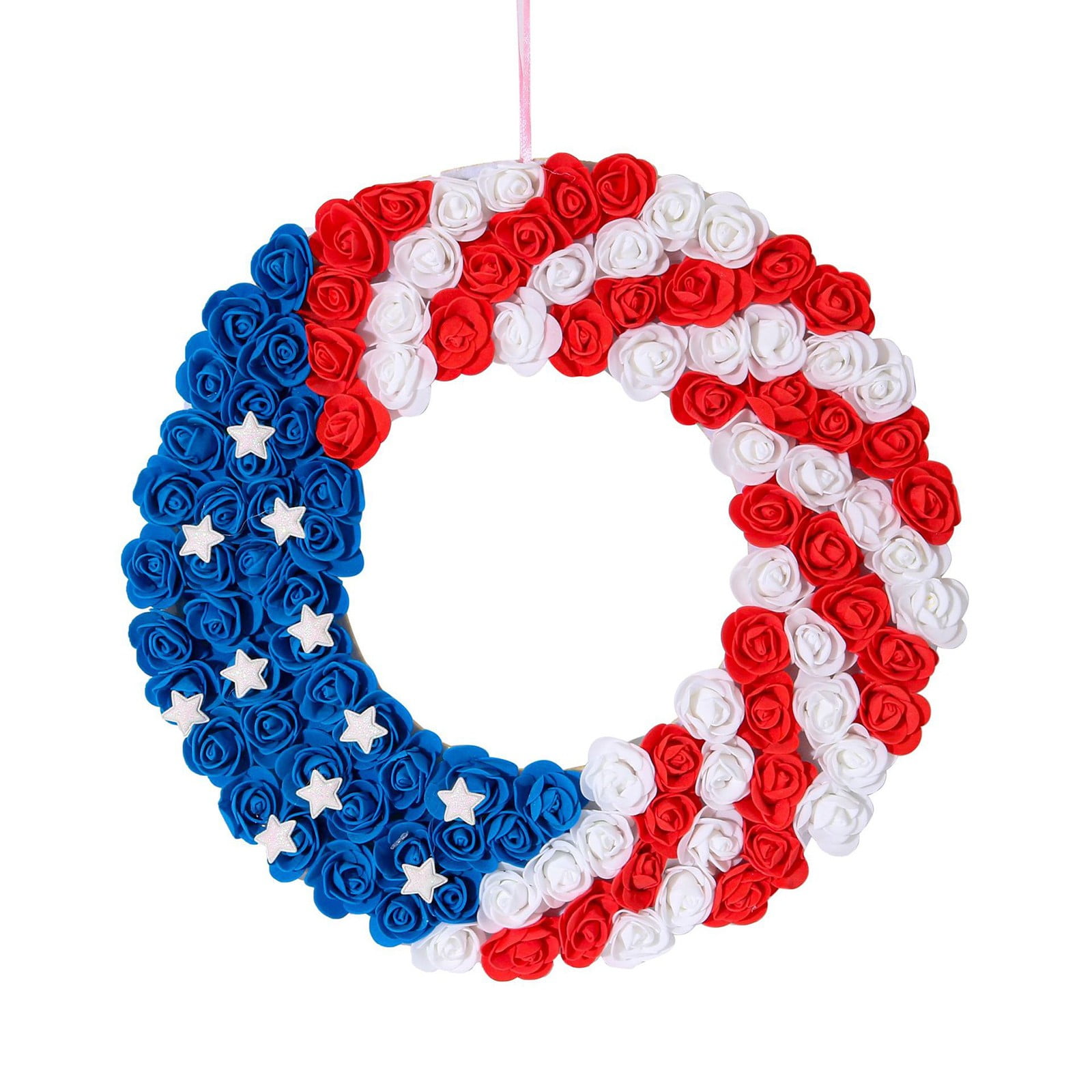 Independence Day Fourth Of July Patriotic American Flag Wreath With Red ...