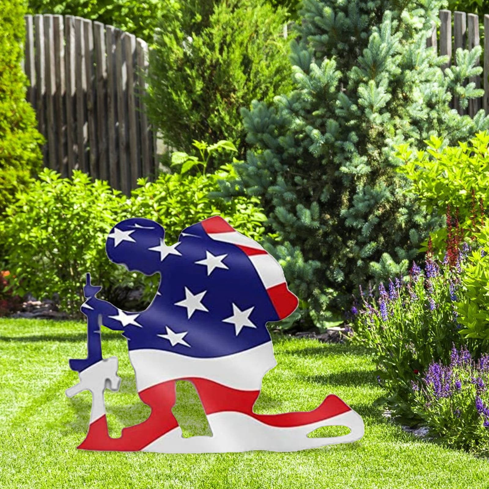 Independence Day Garden Decor Outdoor Courtyard Kneeling Soldiers ...