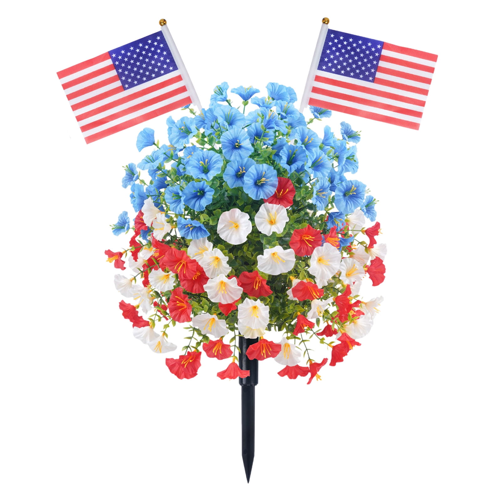 Independence Day Garden Stakes - 60cm Patriotic Artificial Morning ...