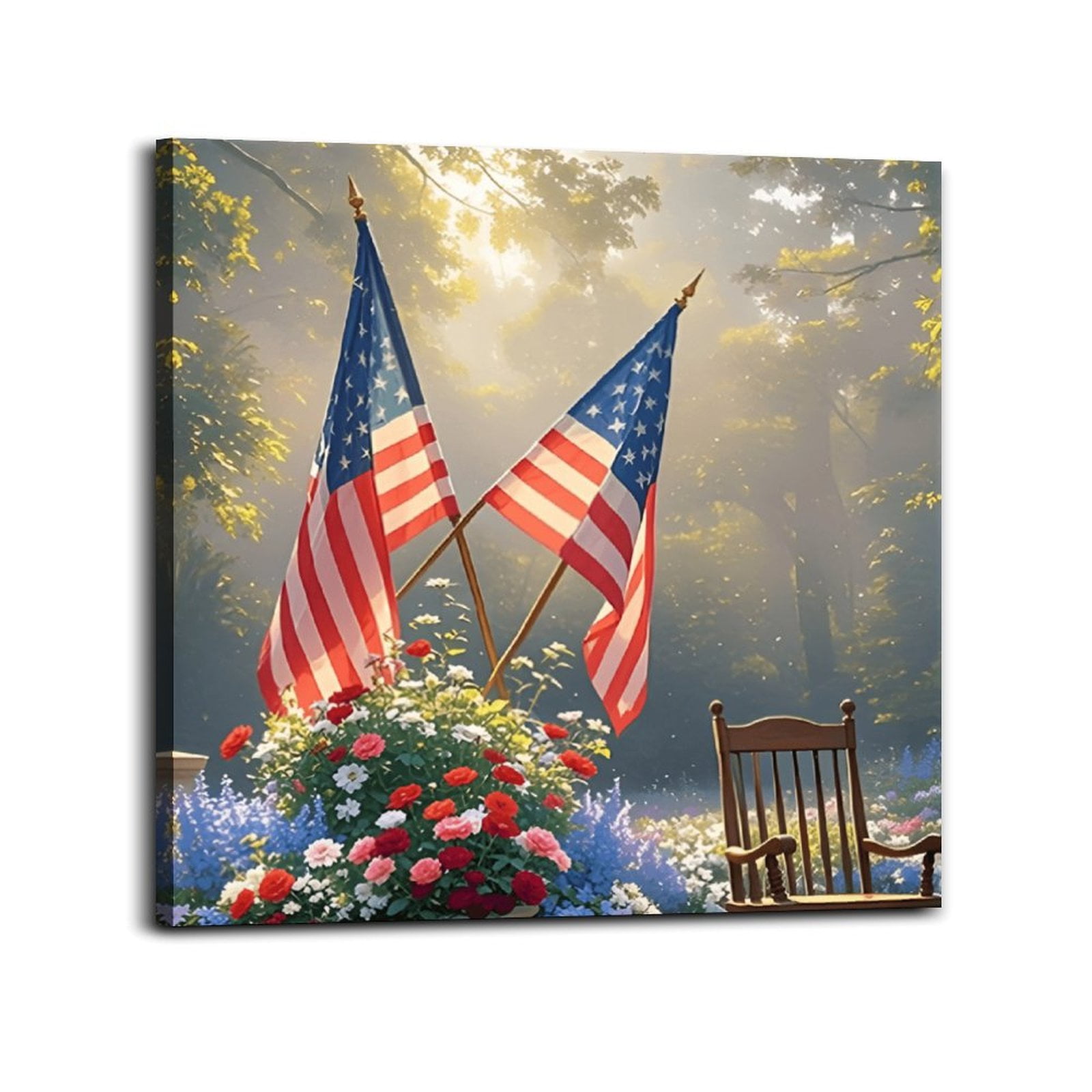 Independence Day Gardenpatrioticdisplay Poster Wrapped Wooden Frame ...