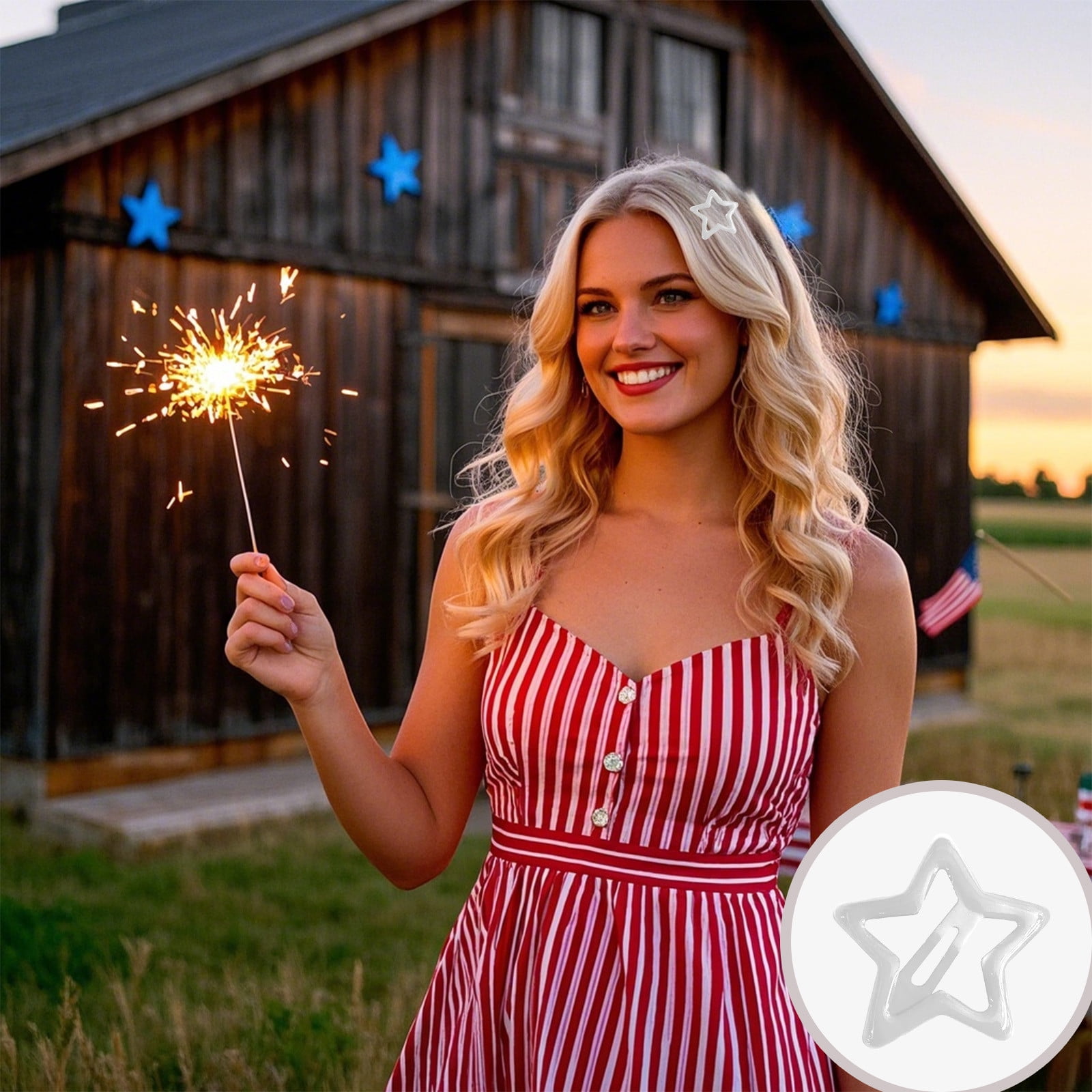 Independence Day Hair Clips for Women | Tricolor Flag Pentagram Snap Hairpins | Drip Oil Metal ...