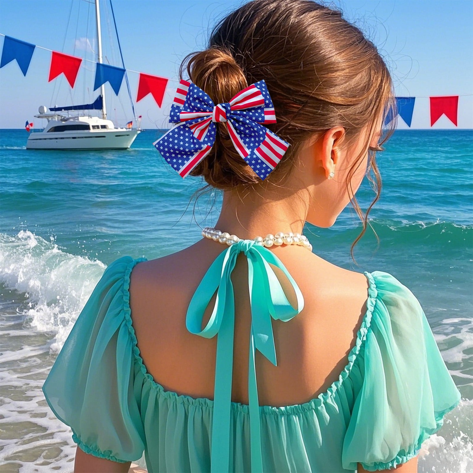 Independence Day Hair Clips with Tricolor Bow, Patriotic Spring Clip ...