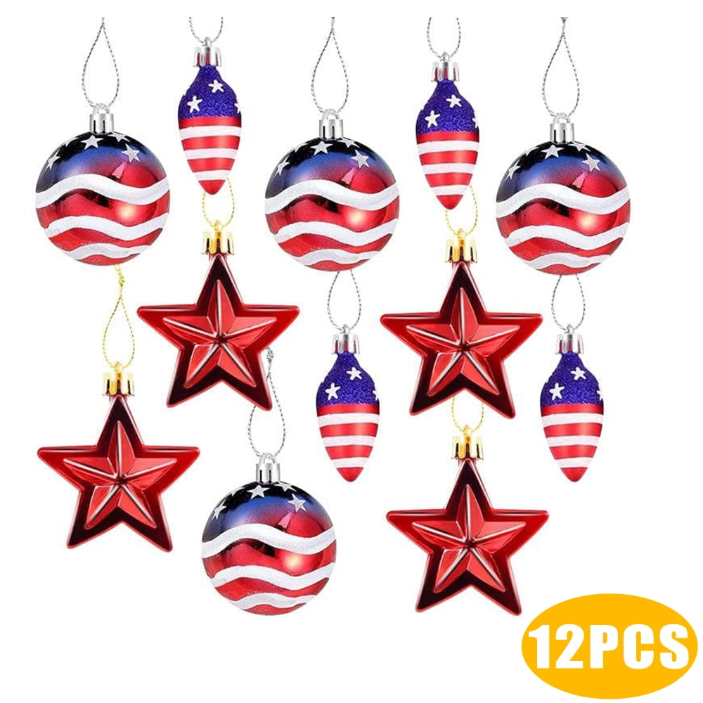 Independence Day Hanging Ball 4th of July Ornaments for Tree Red White and Blue Ball Ornament ...