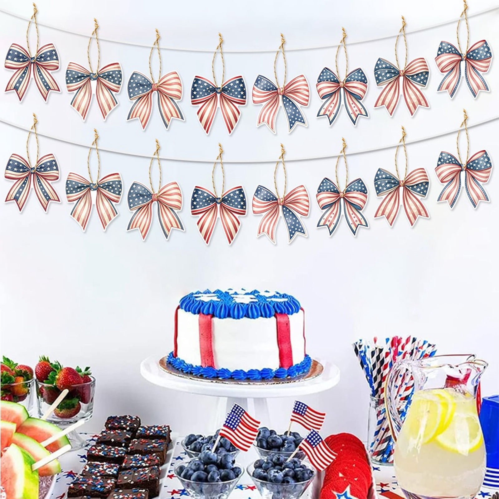 Independence Day Hanging Decorations - 16-Piece Patriotic Bow Tie Gift ...