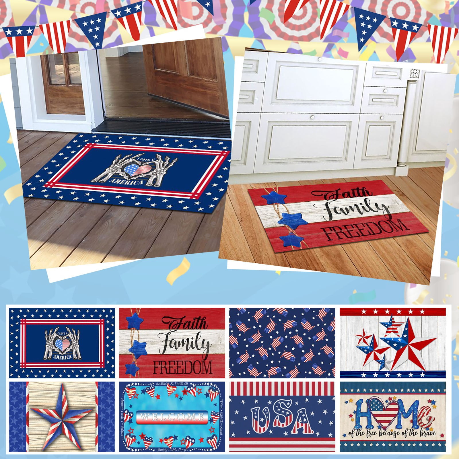 Independence Day Independence Day Door Mat Patriotic 60x40cm Floor Mats ...