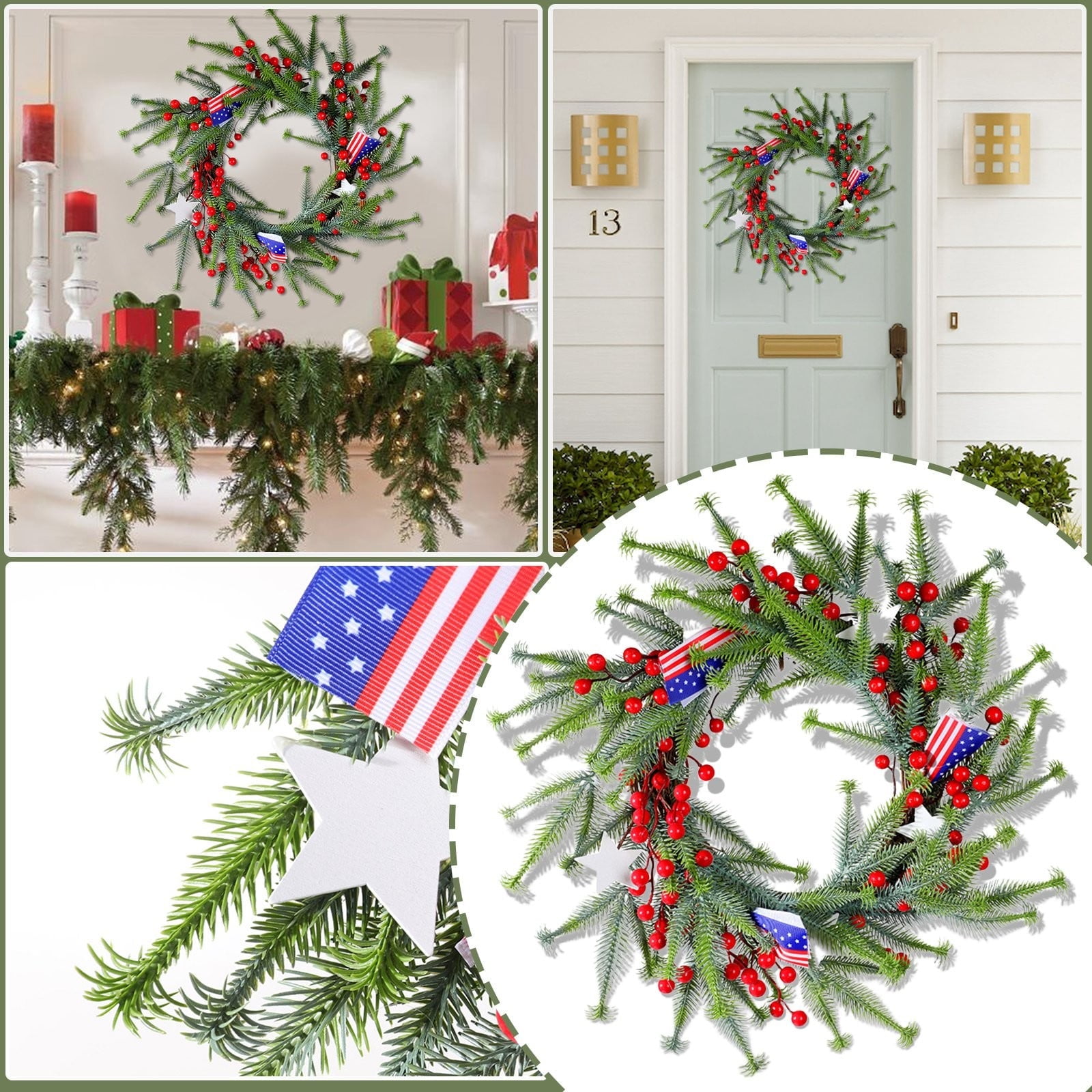 Independence Day Door Wreath Patriotic 2025 Outdoor Wreaths for Front ...