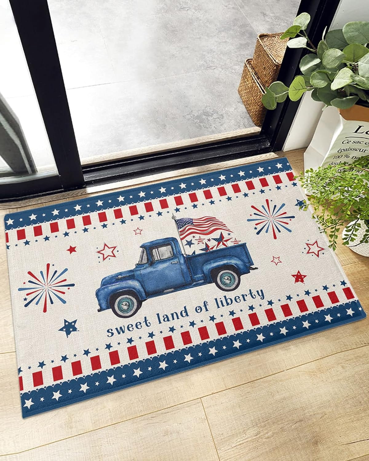 Independence Day Indoor Doormat,Comfy Shaggy Mats for Bathroom Farm ...