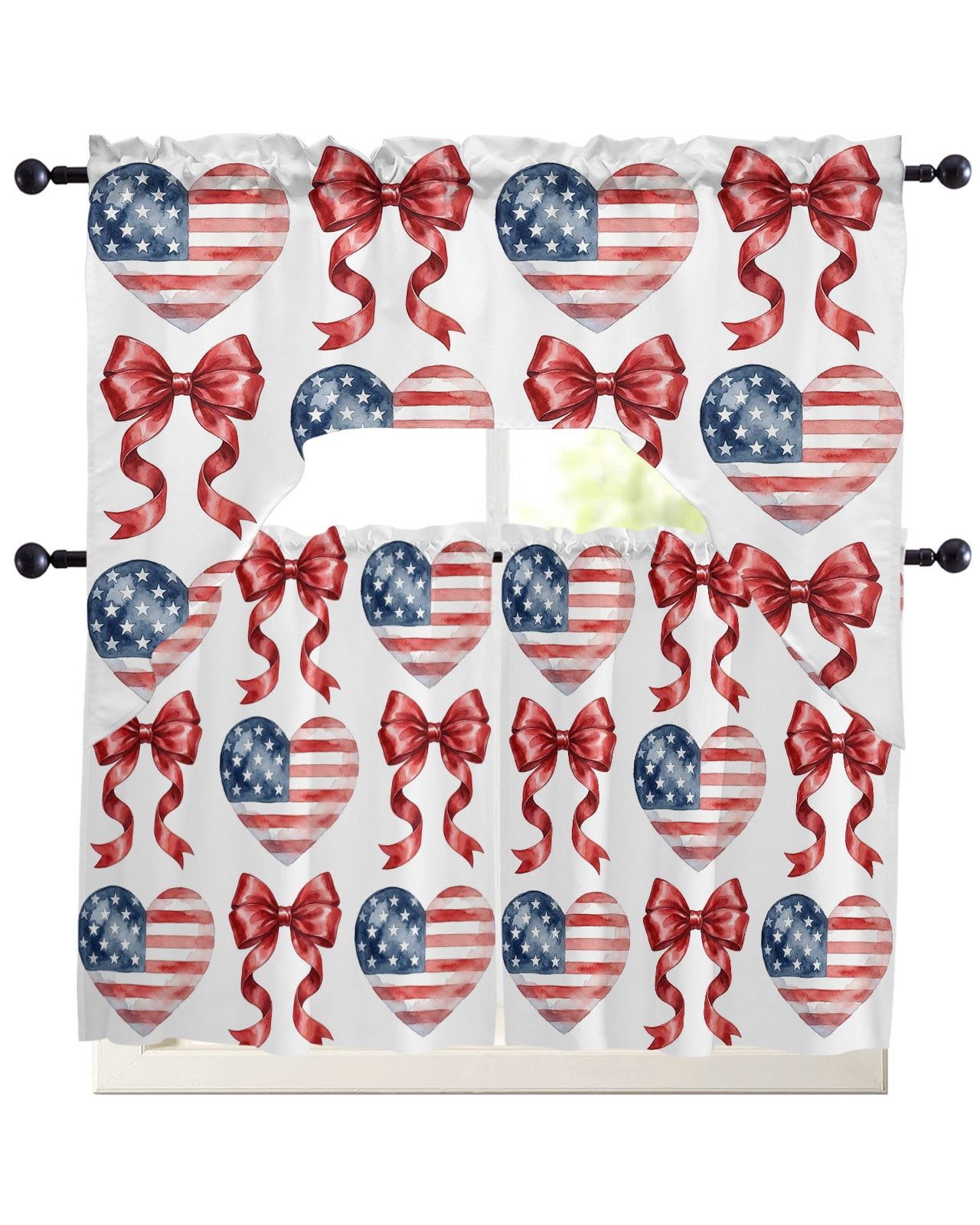 Independence Day Kitchen Curtains Sets for Windows 3 Piece, American ...