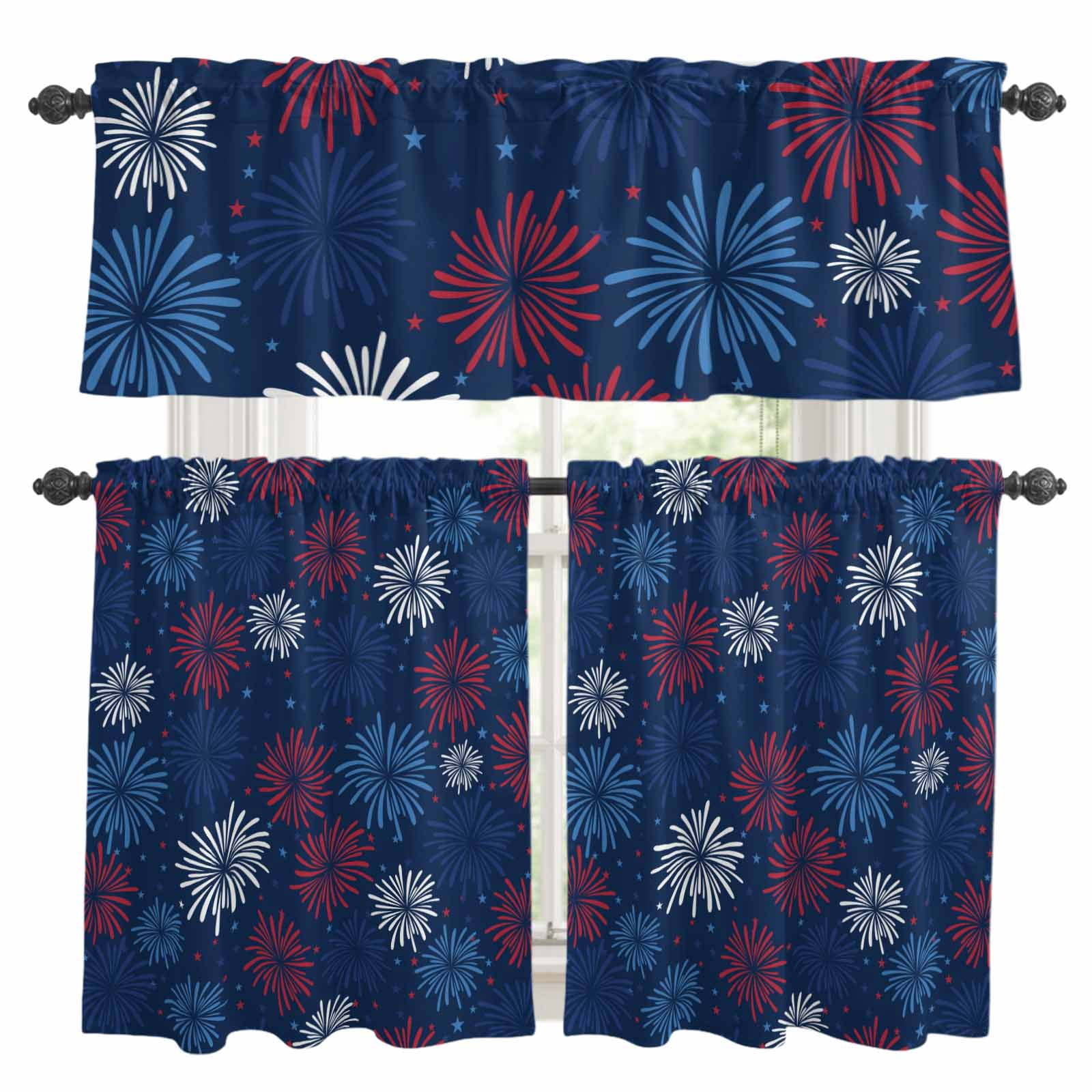Independence Day Kitchen Curtains Sets for Windows 36 Inch Length, 4th ...