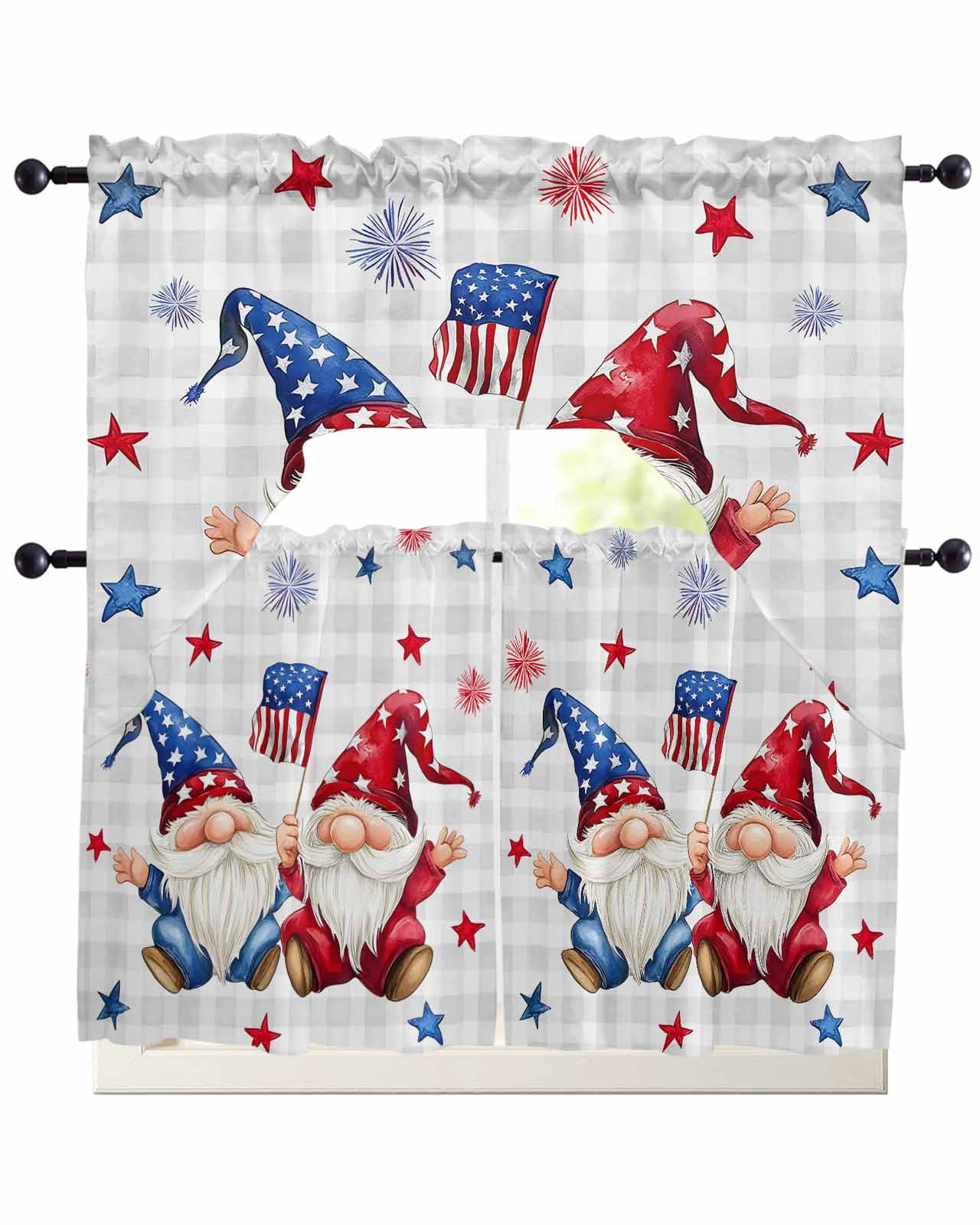 Independence Day Kitchen Curtains Swag Valance and Tier Curtains Set 24 ...