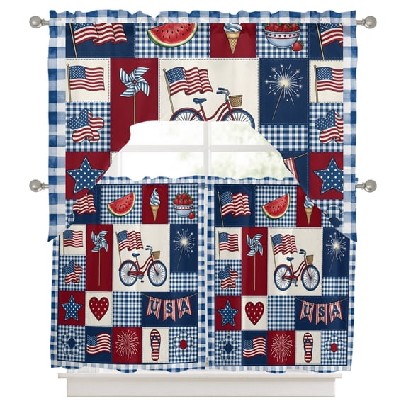 Independence Day Kitchen Curtains Swag Valance and Tier Curtains Set 36 ...