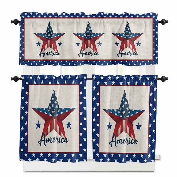 Independence Day Kitchen Curtains Valances and Tiers America Vintage ...