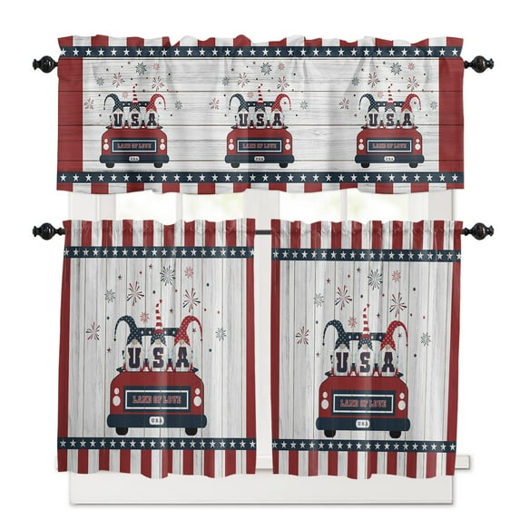 Independence Day Kitchen Curtains Valances and Tiers USA Land of Love ...
