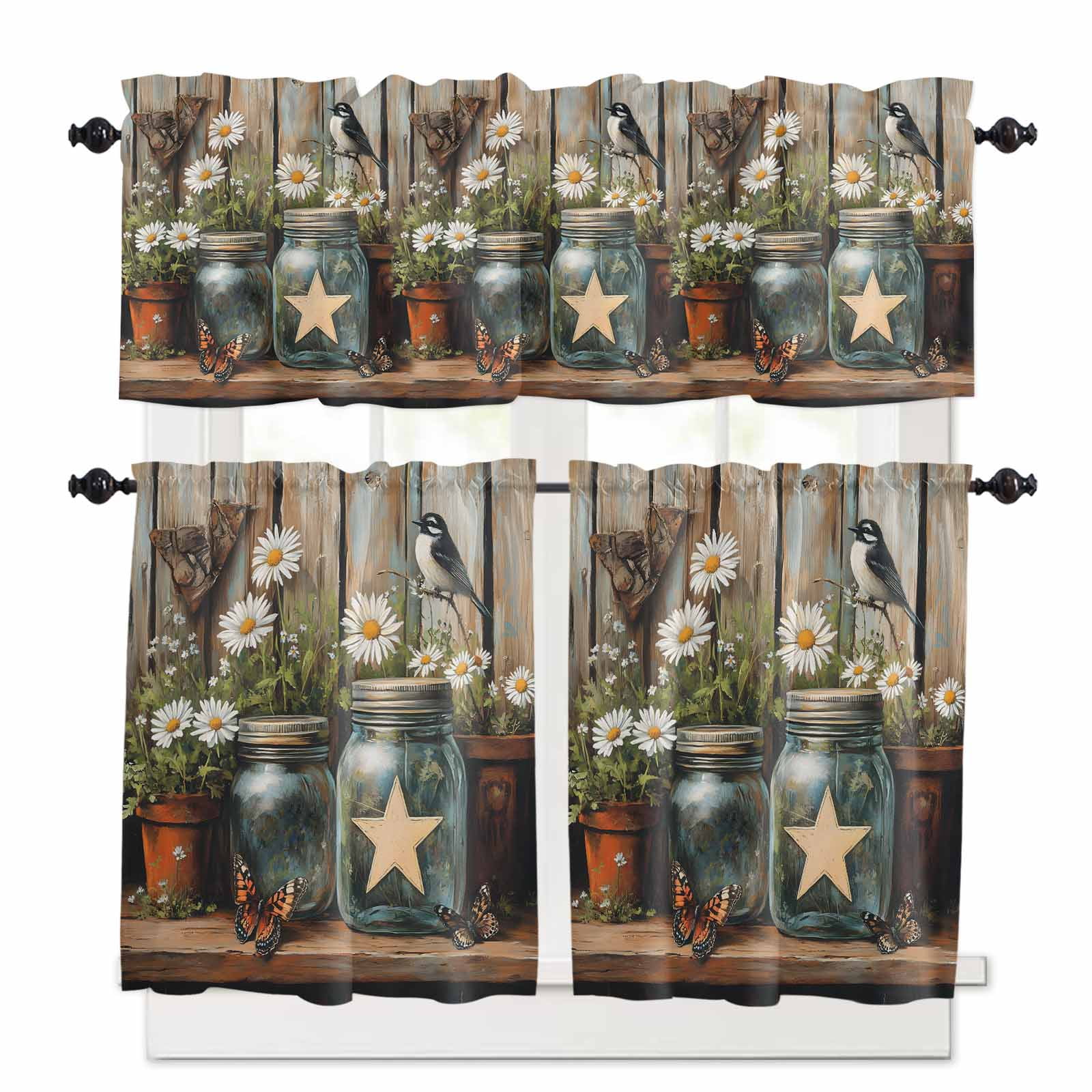 Independence Day Kitchen Curtains Valances and Tiers Vintage Country ...