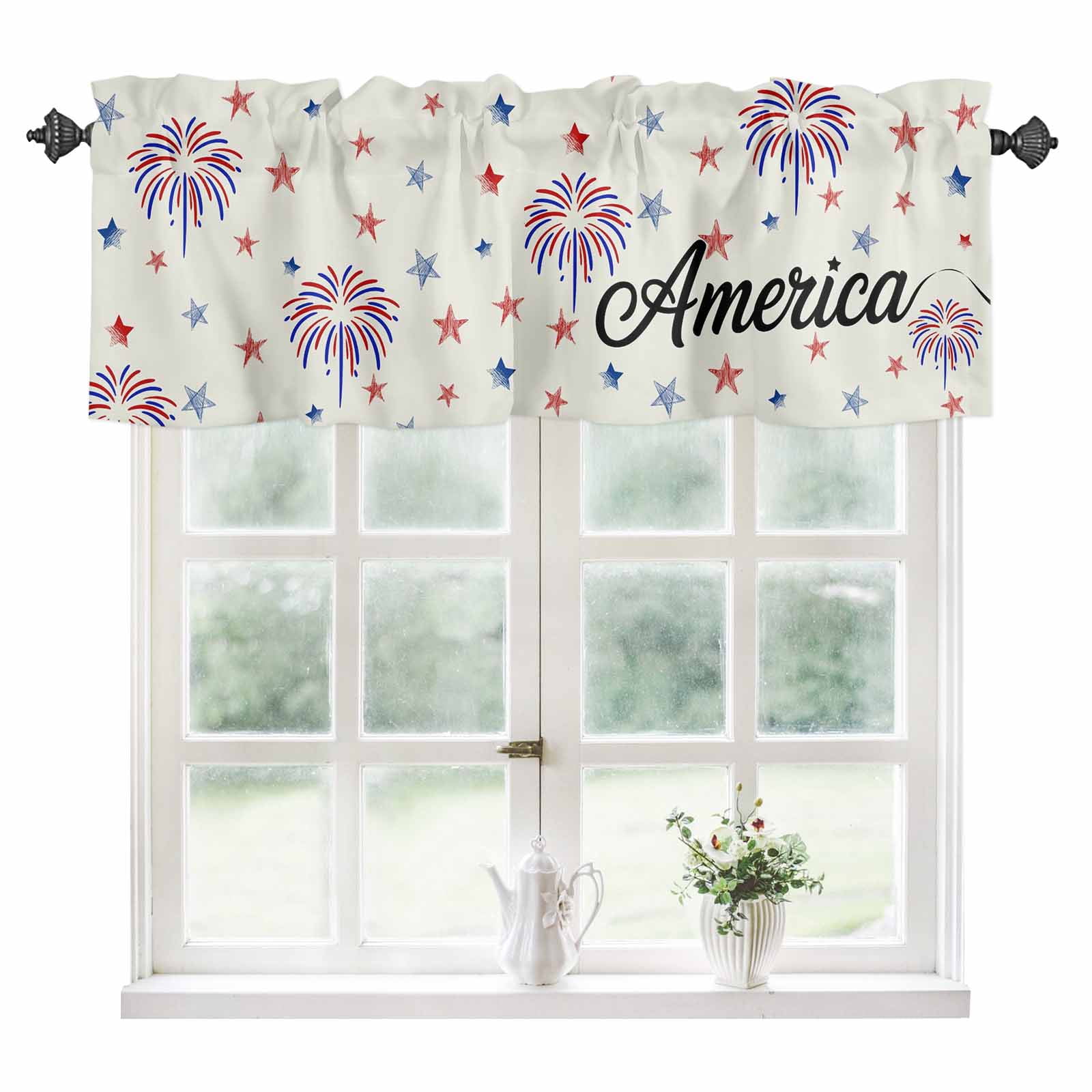 Independence Day Kitchen Valances for Windows 42x12 Inch Kitchen ...