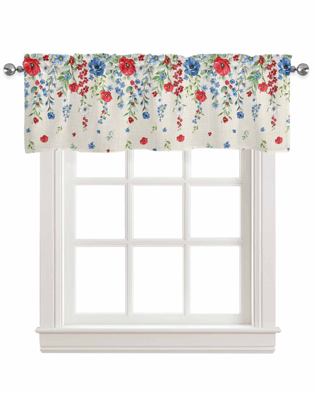 Independence Day Kitchen Valances for Windows Farmhouse Linen Window ...