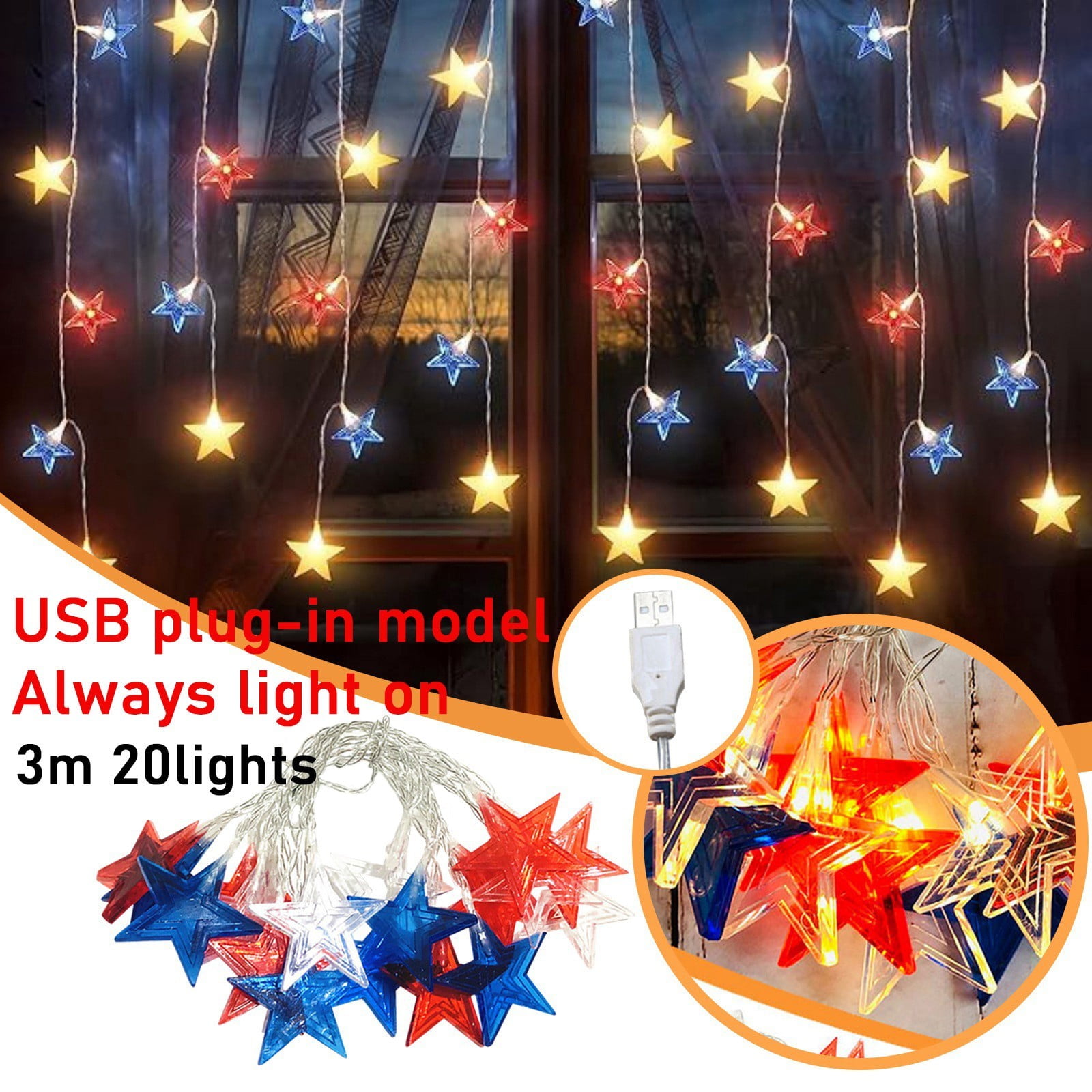 Independence Day Led Lights 2025 Patriotic Red White and Blue Americana ...