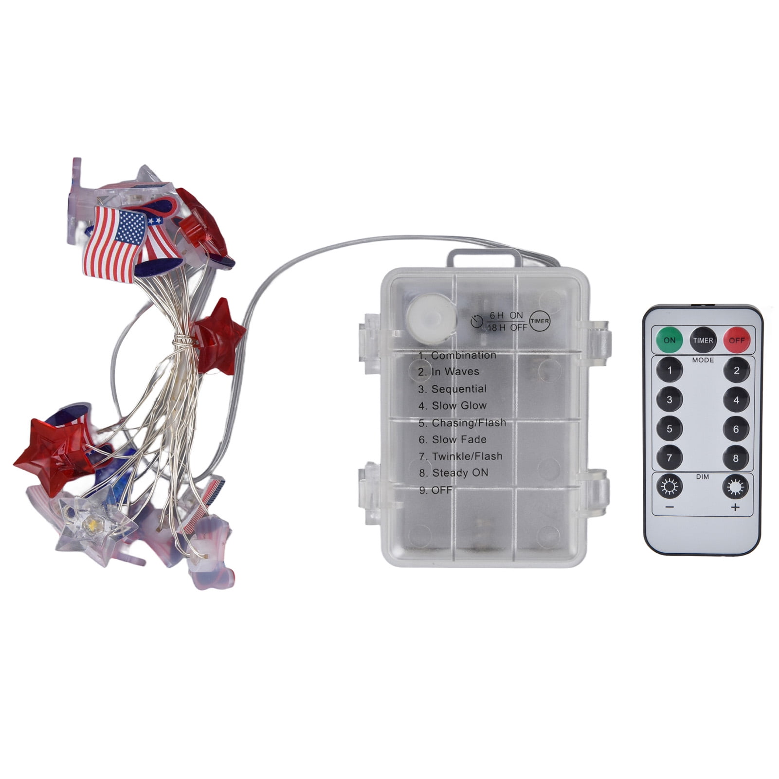 Independence Day Light String Wireless Remote Control IP44 Waterproof ...