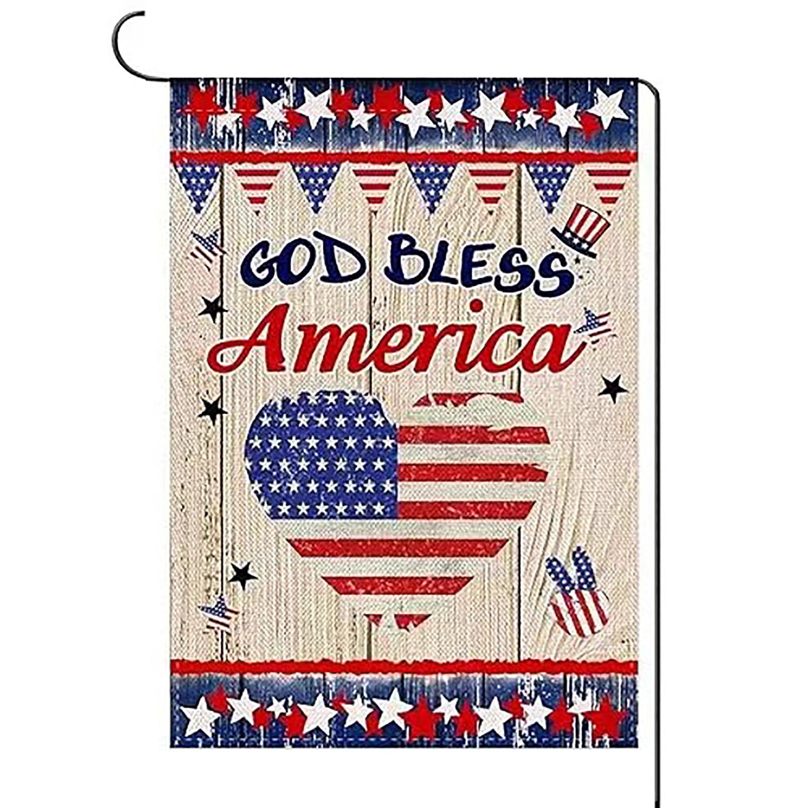 Independence Day Linen Garden Flag Double-Sided Patriotic Outdoor Decor ...