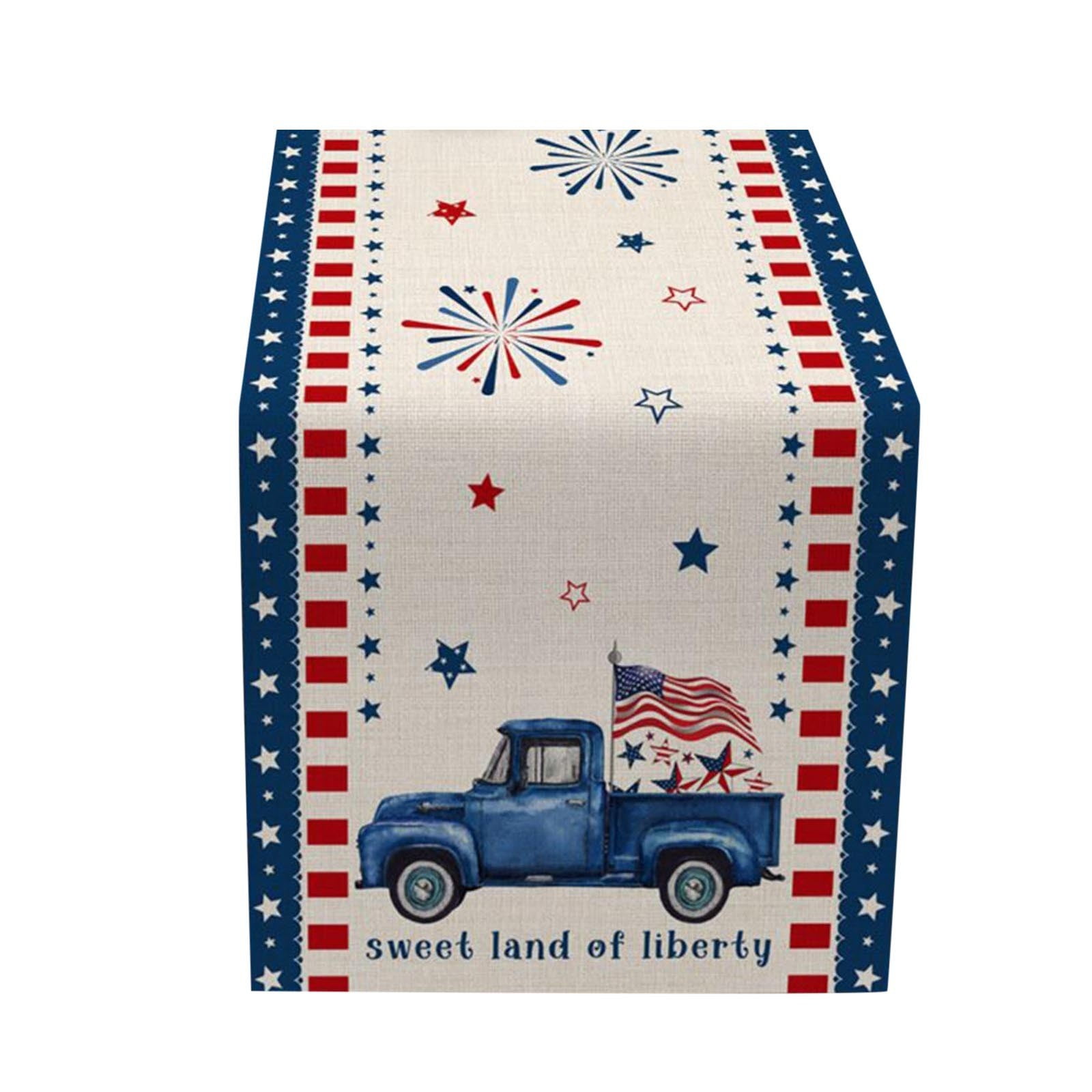 Independence Day Linen Table Flag Holiday Celebration Dinner Table To Celebrate Decoration Cloth ...