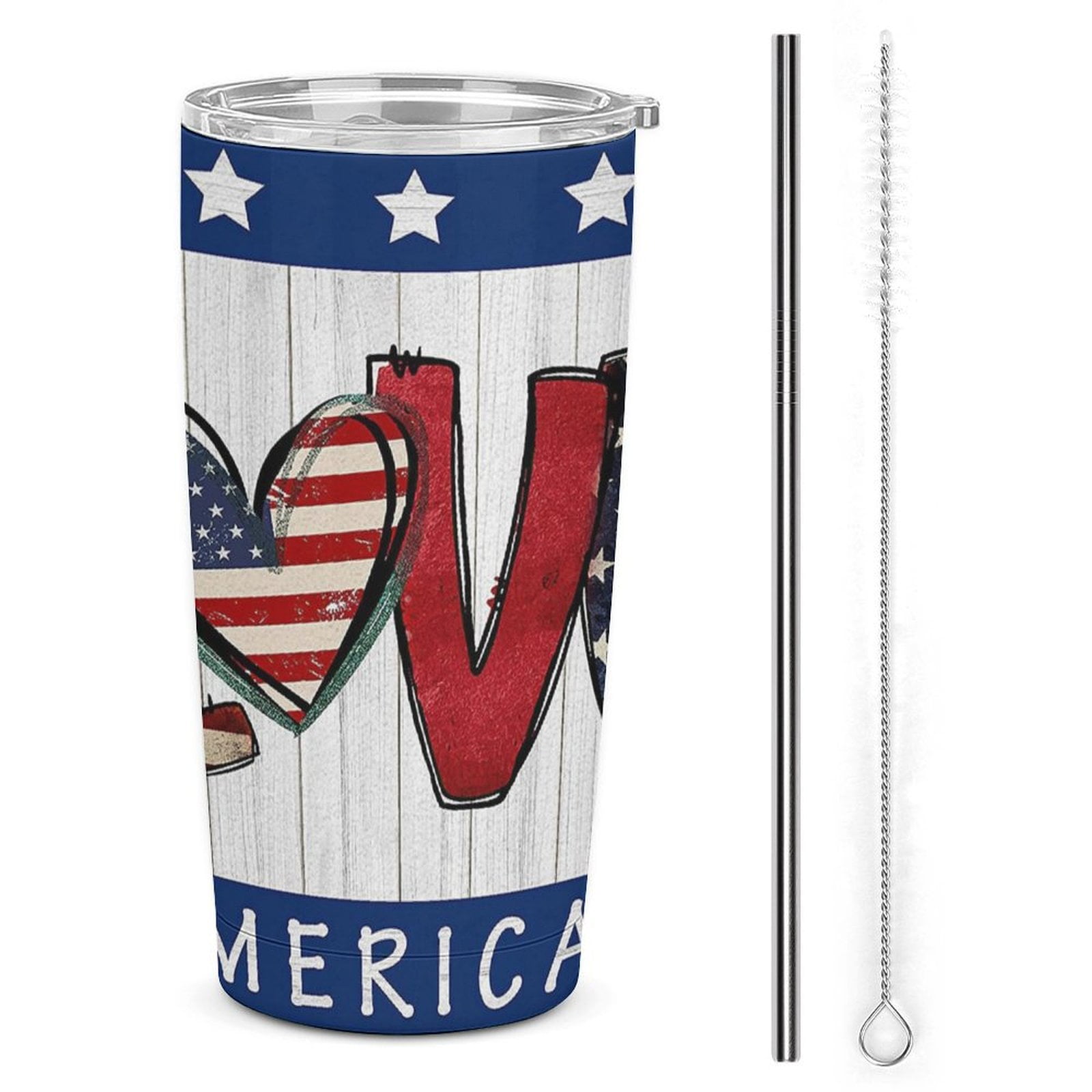 Independence Day Love American 20oz Tumbler with Straw,Insulated Leak ...