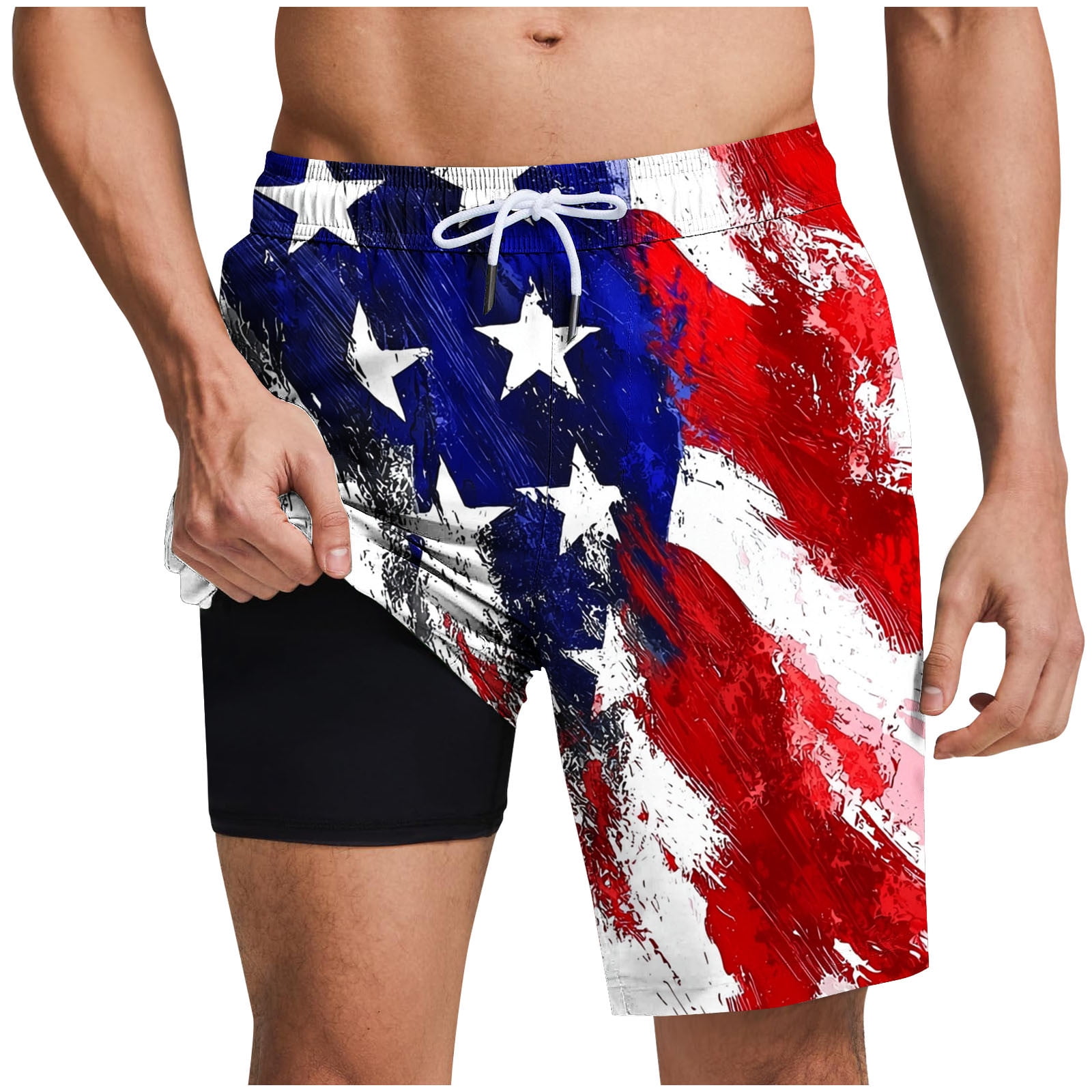 Independence Day Men's Swim Trunks - American Flag Printed Quick-Dry ...