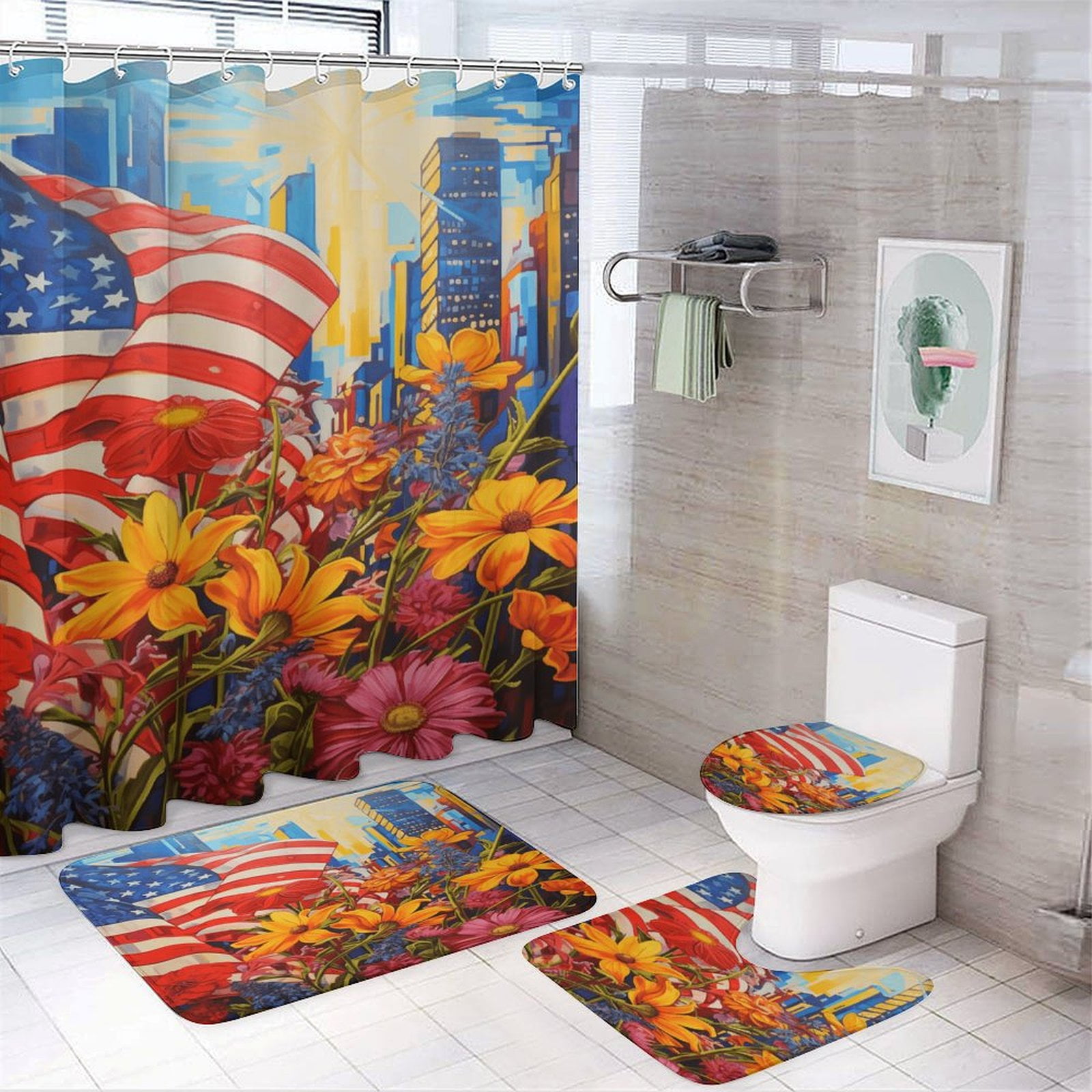 Independence Day Of The United States Flag Bathroom Sets with Shower ...