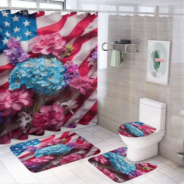 Independence Day Of The United States Flag Bathroom Sets with Shower ...