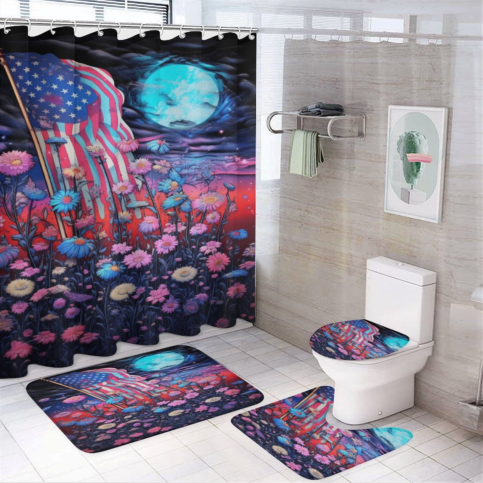 Independence Day Of The United States Flag Bathroom Sets with Shower ...