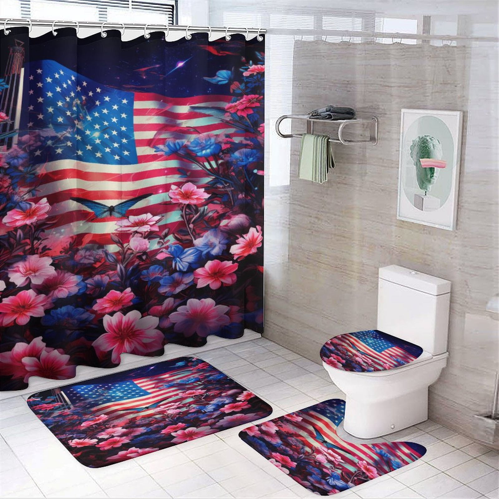 Independence Day Of The United States Flag Shower Curtain Sets with ...