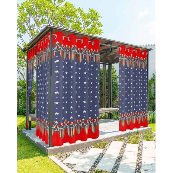 Independence Day Outdoor Curtains for Patio, 4th of July Star Blue Red ...