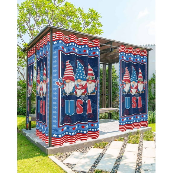 Independence Day Outdoor Curtains for Patio, Patriotic Gnomes USA Flag ...