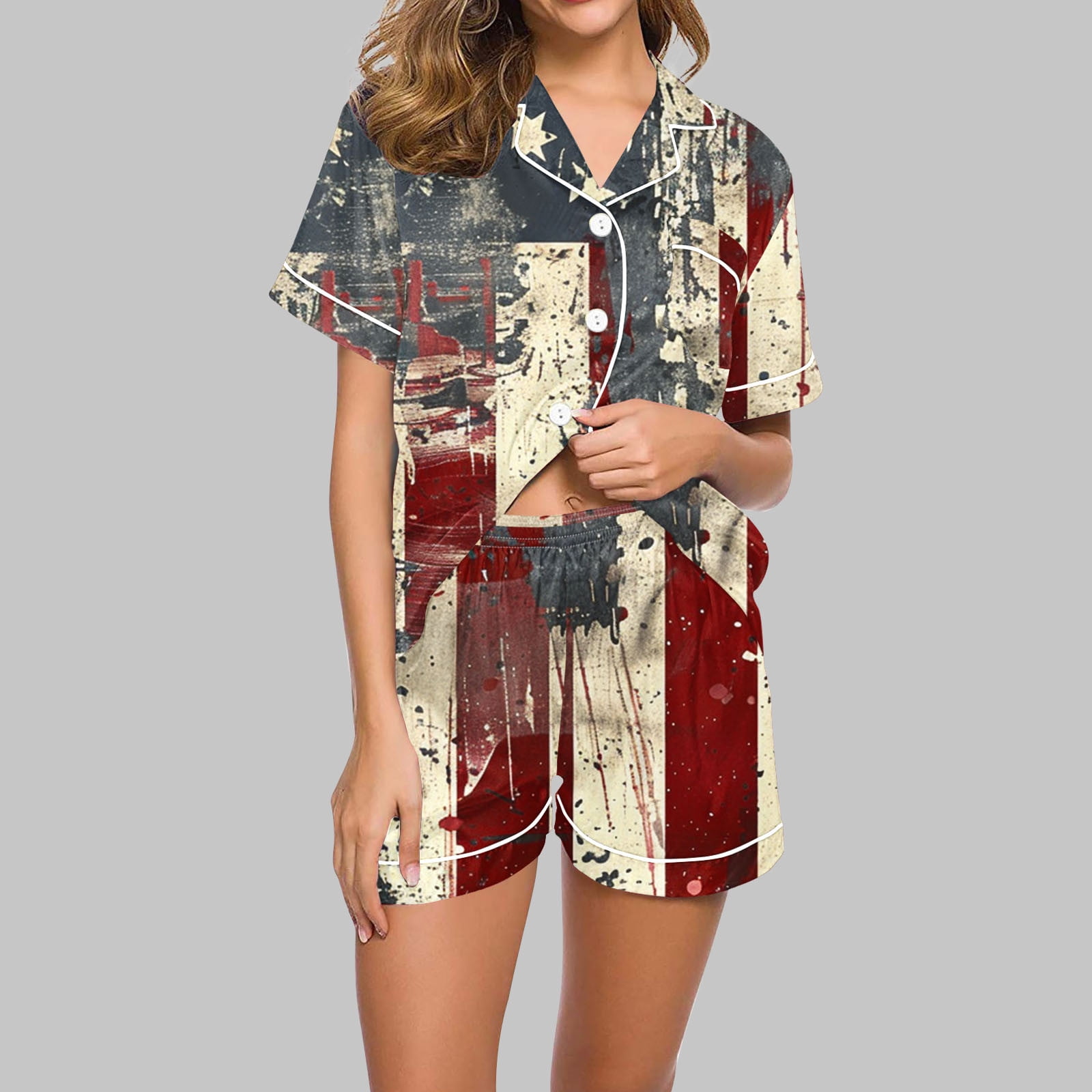 Independence Day Pajamas Sets American Flag Pajamas Women 4th of July ...