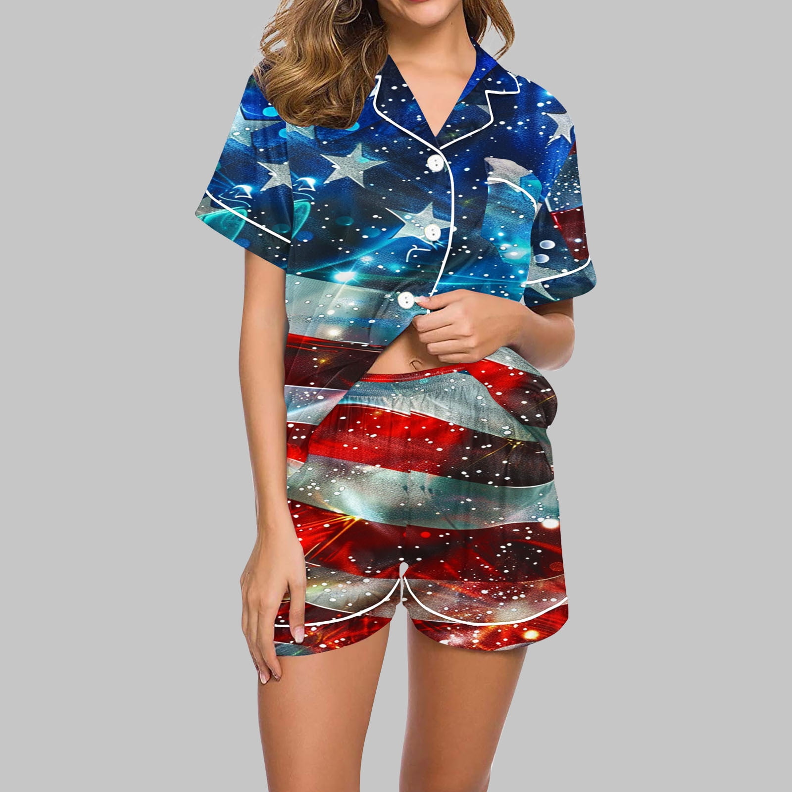 Independence Day Pajamas Sets American Flag Pajamas Women 4th of July ...