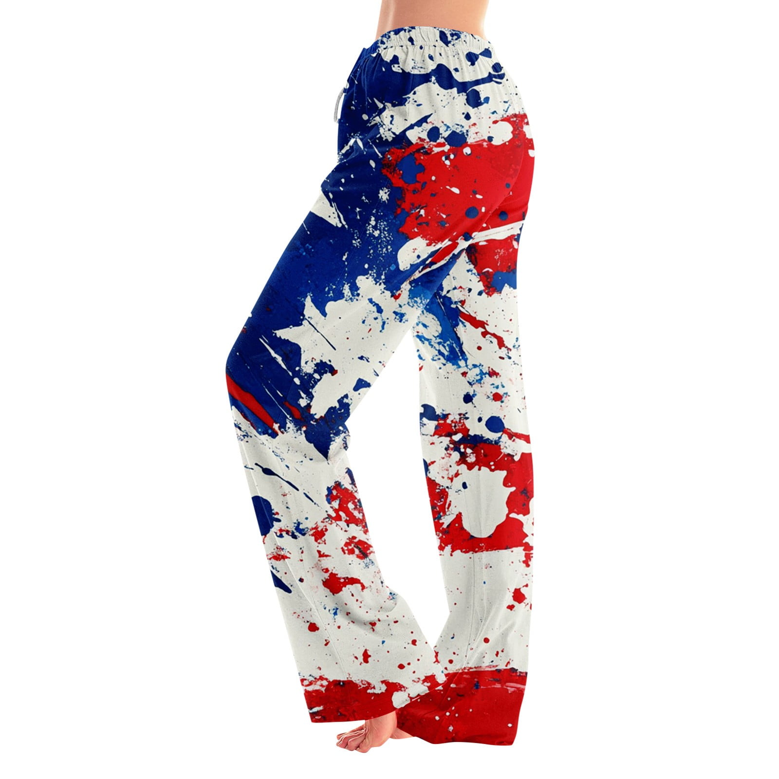 Independence Day Pants for Women Red Blue and White Tie Dye Casual ...