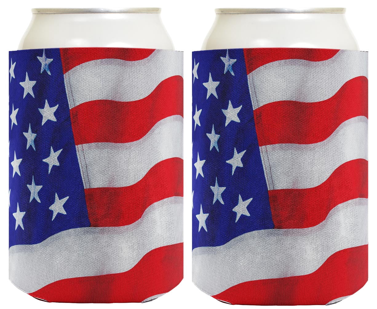 Independence Day Party Favor USA Flag Waving Horizontal 2-Pack Can ...