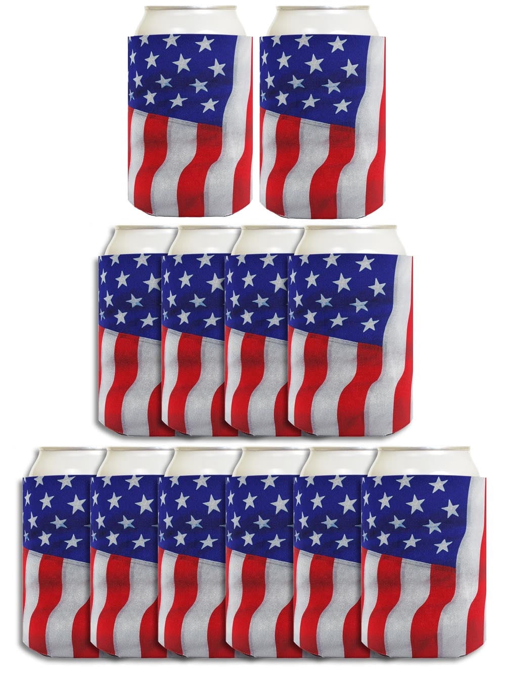 Independence Day Party Favor USA Flag Waving Horizontal 2-Pack Can ...