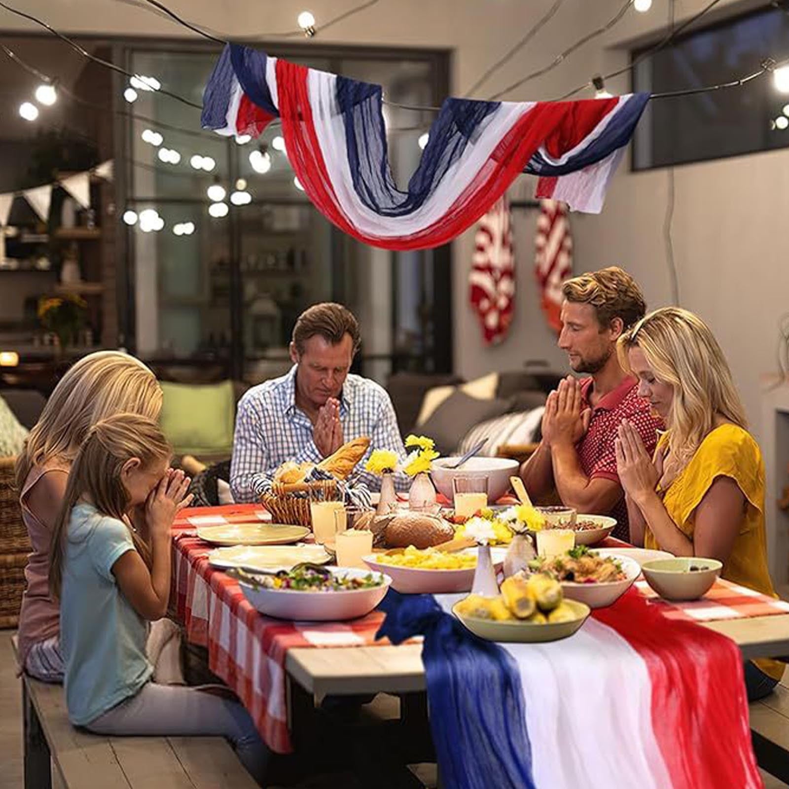 Independence Day Patchwork Table Flags, Red White Blue Foldable Decor ...